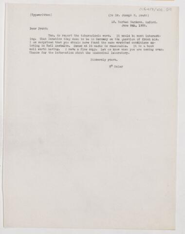 Letter to Joseph Hersey Pratt, June 9, 1908 - Archival Collections ...